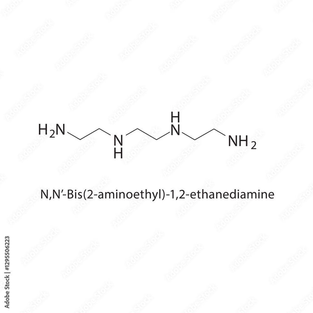 N,N’-Bis(2-aminoethyl)-1,2-ethanediamine skeletal structure.Polyamine ...