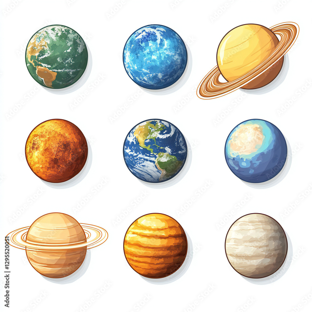Detailed and Accurate Vector Illustration of the Solar System Planets ...