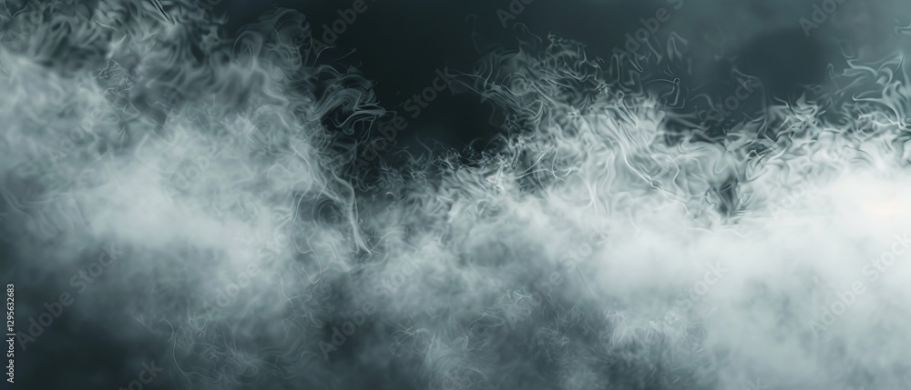 Cascading gray smoke overlays with floating dust particles creating an ...