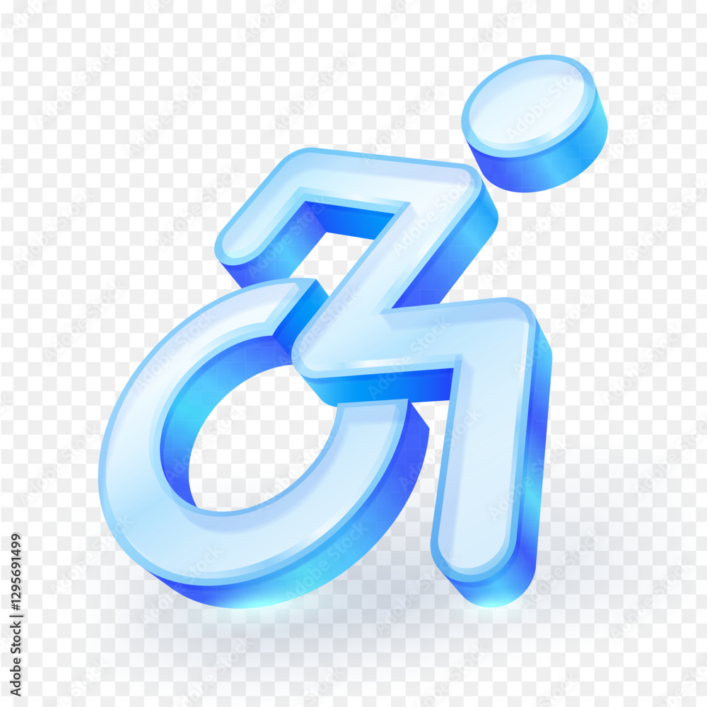 Wheelchair handicap icon transparent glass material. symbol of world ...