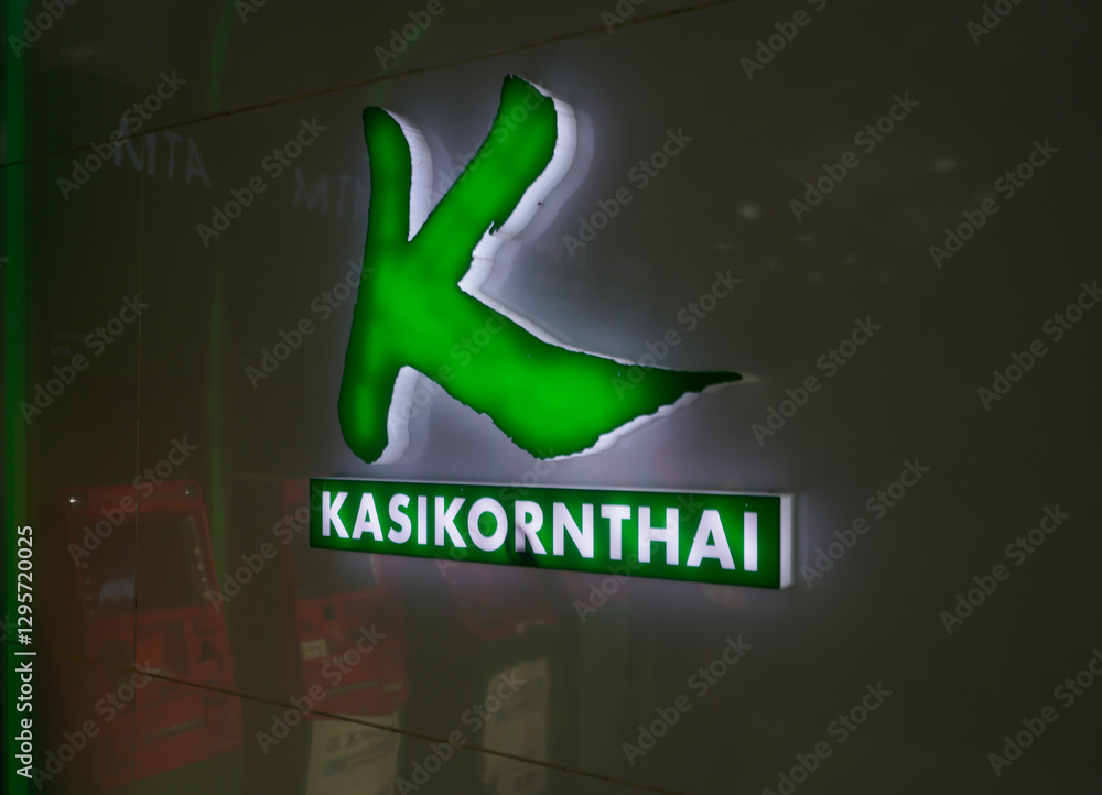 Bangkok, Thailand, March 12, 2025, Kasikornbank logo, distributed throughout Thailand, the ...