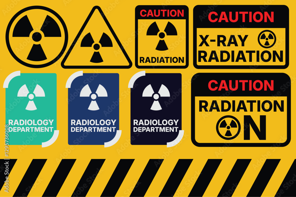 Radiation Warning Signs – X-Ray Hazard Symbols and Safety Labels Stock ...