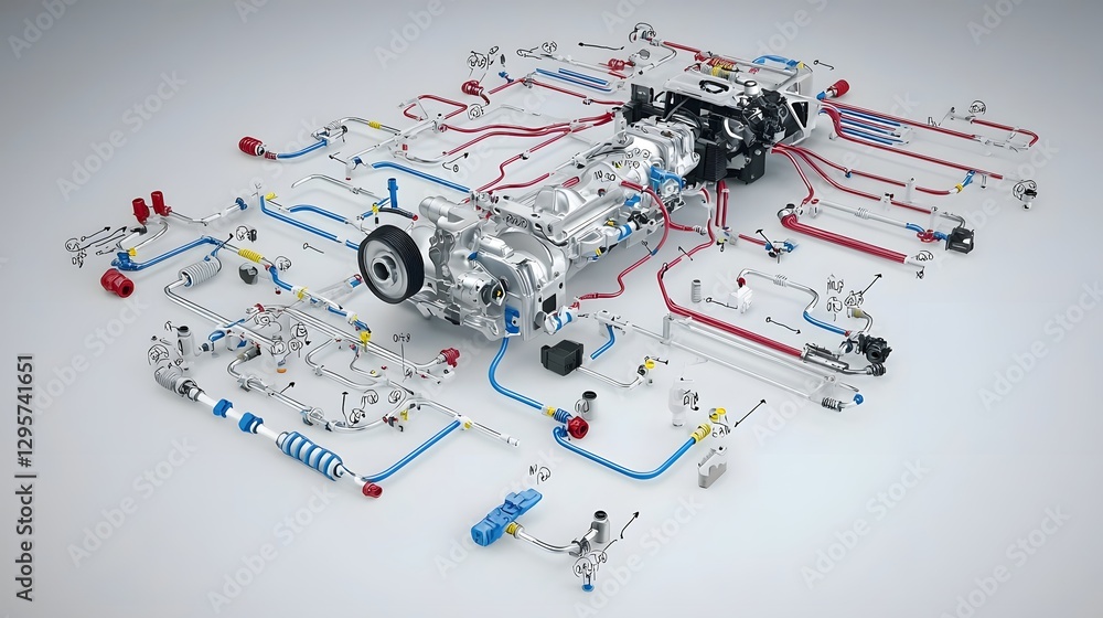 Detailed view of a complex wiring harness with labeled connectors ...