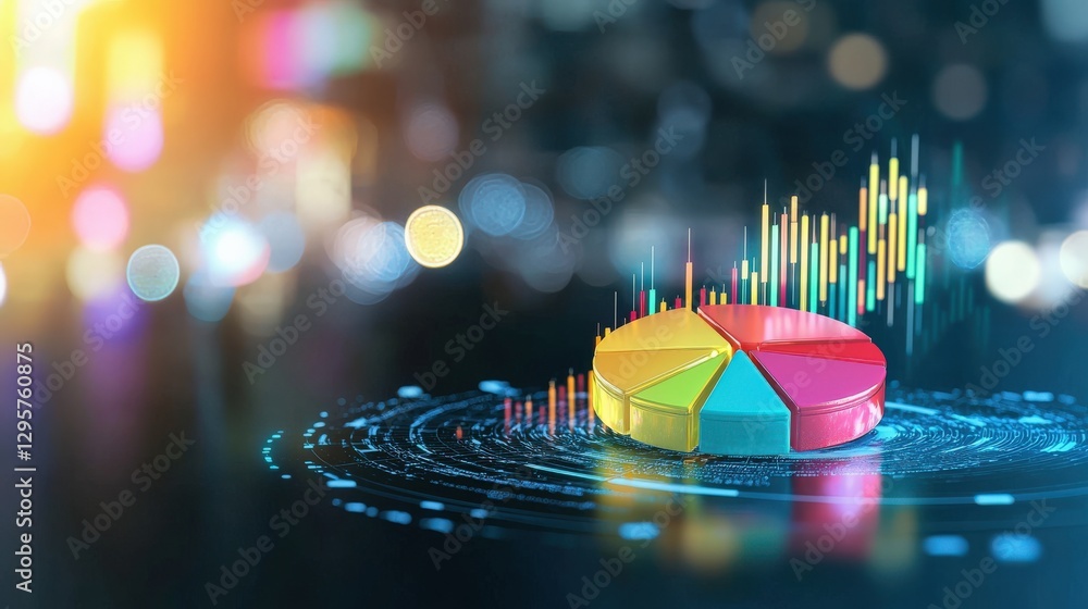 This image showcases a colorful pie chart and dynamic bar graph ...