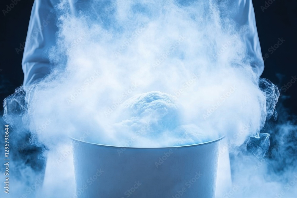Liquid nitrogen experiment with smoke effects Stock Photo | Adobe Stock