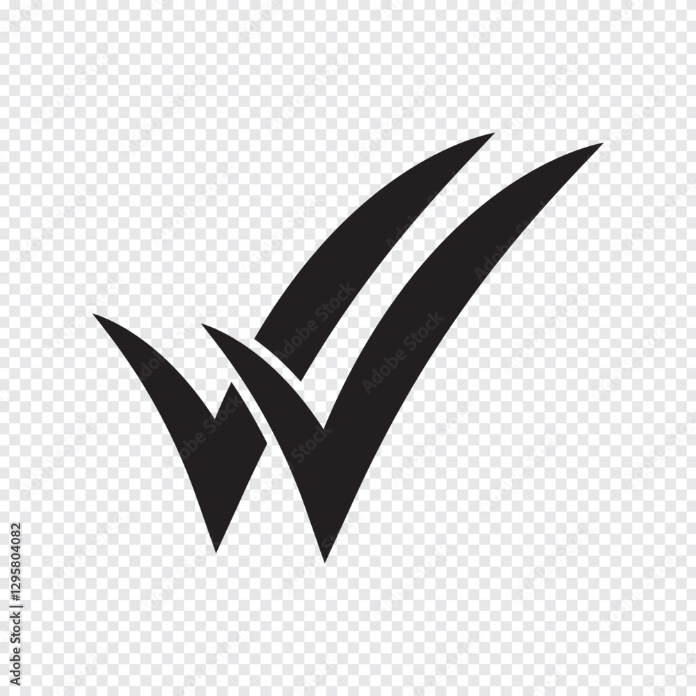 Simple double tick sign. Read message icon. Viewed message symbol. Blue ...