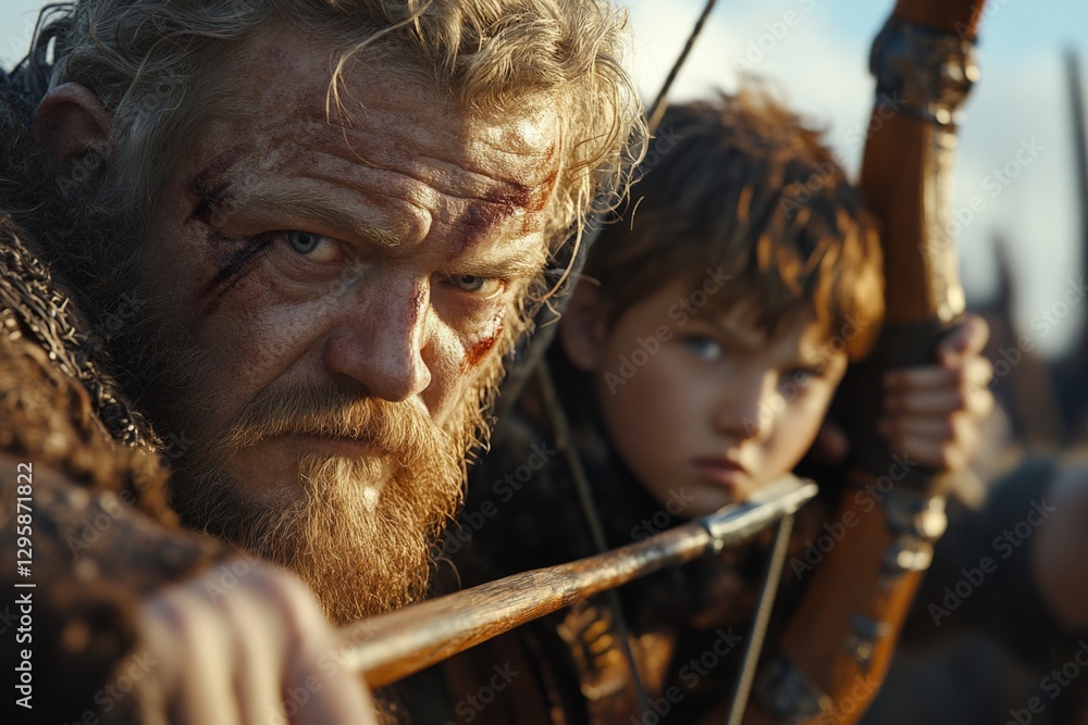 Intense moment of focus between a seasoned hunter and a young ...