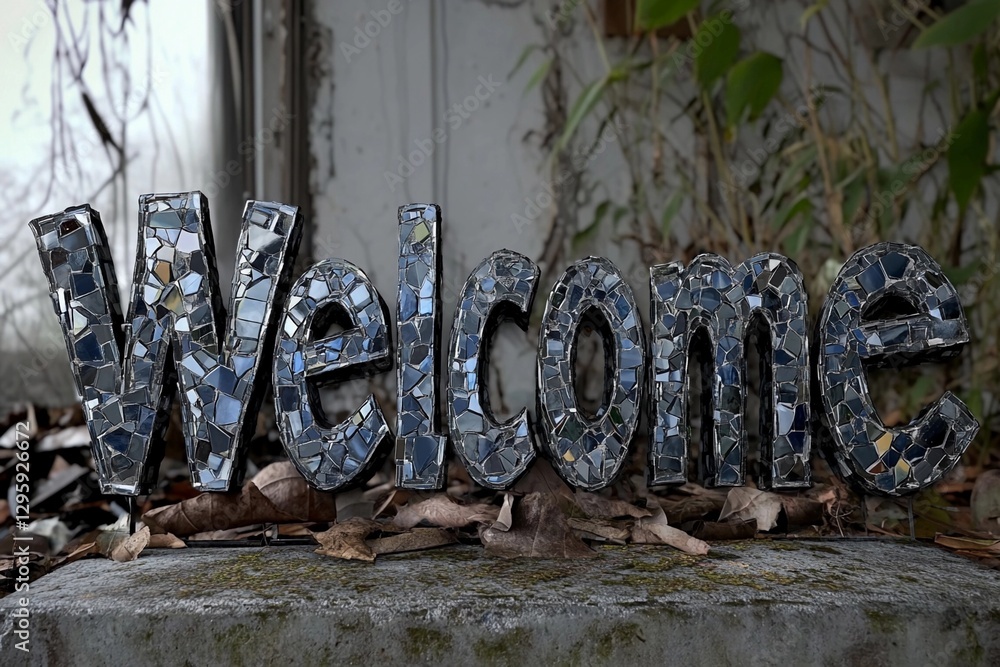 Crafted Glass Letters Form a Welcoming Display Among Fallen Autumn ...