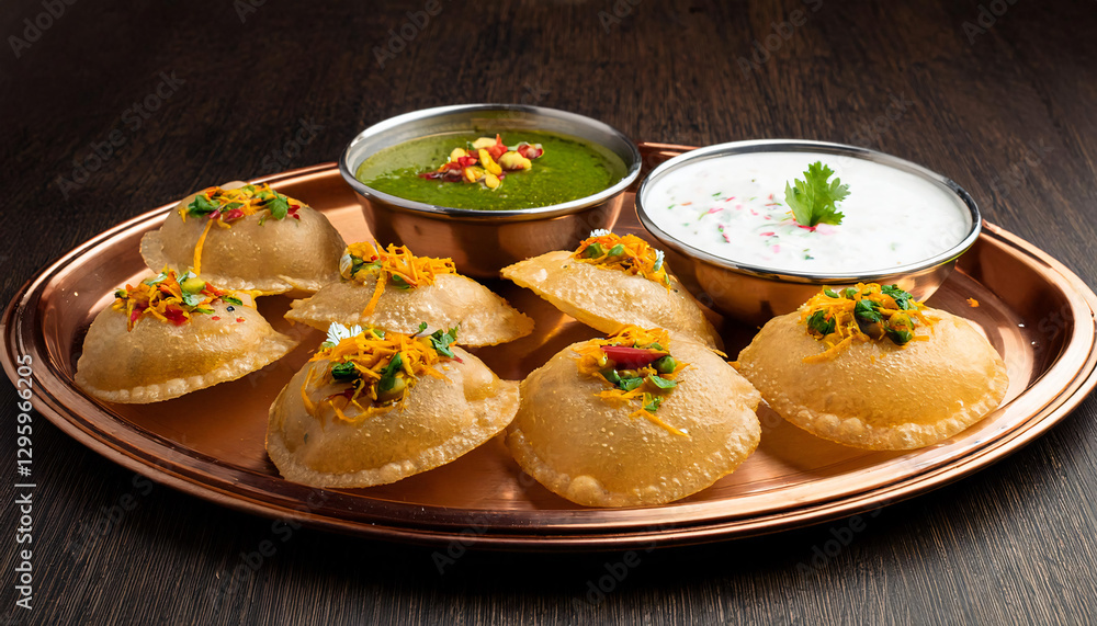 Dahi Puri, a crispy, hollow puris filled with spiced mashed potatoes ...
