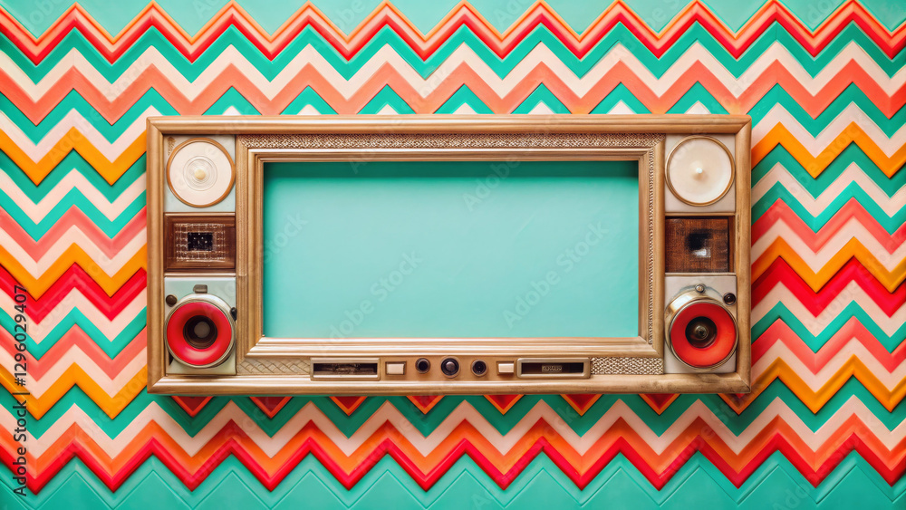vintage frame with retro effect, Retro wave border frame repeat pattern ...