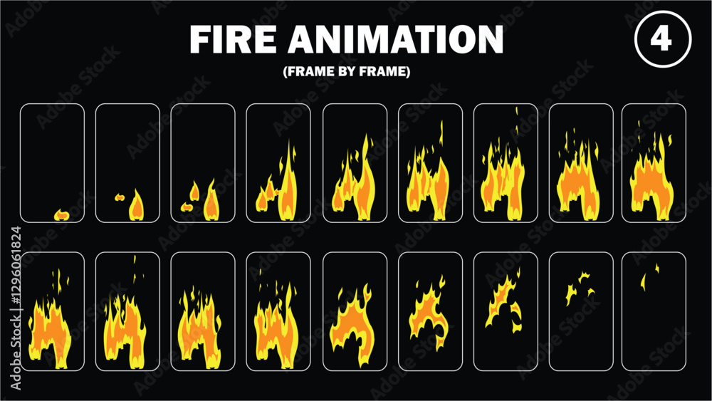Image vectorielle Stock Sprite sheet animation of fire, fire balls ...