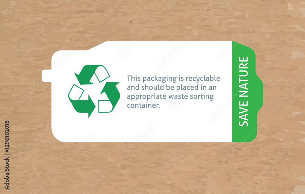 Packaging recycling decal. Eco Packaging Label with Recycle Symbol ...