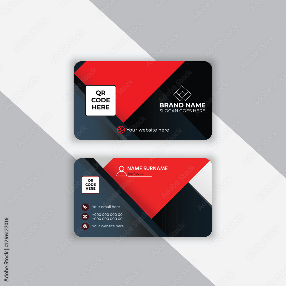Red and black modern creative business card and name card horizontal ...