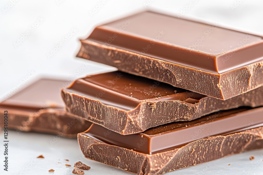 Help me create some images of chocolate, cut into pieces, with a white ...