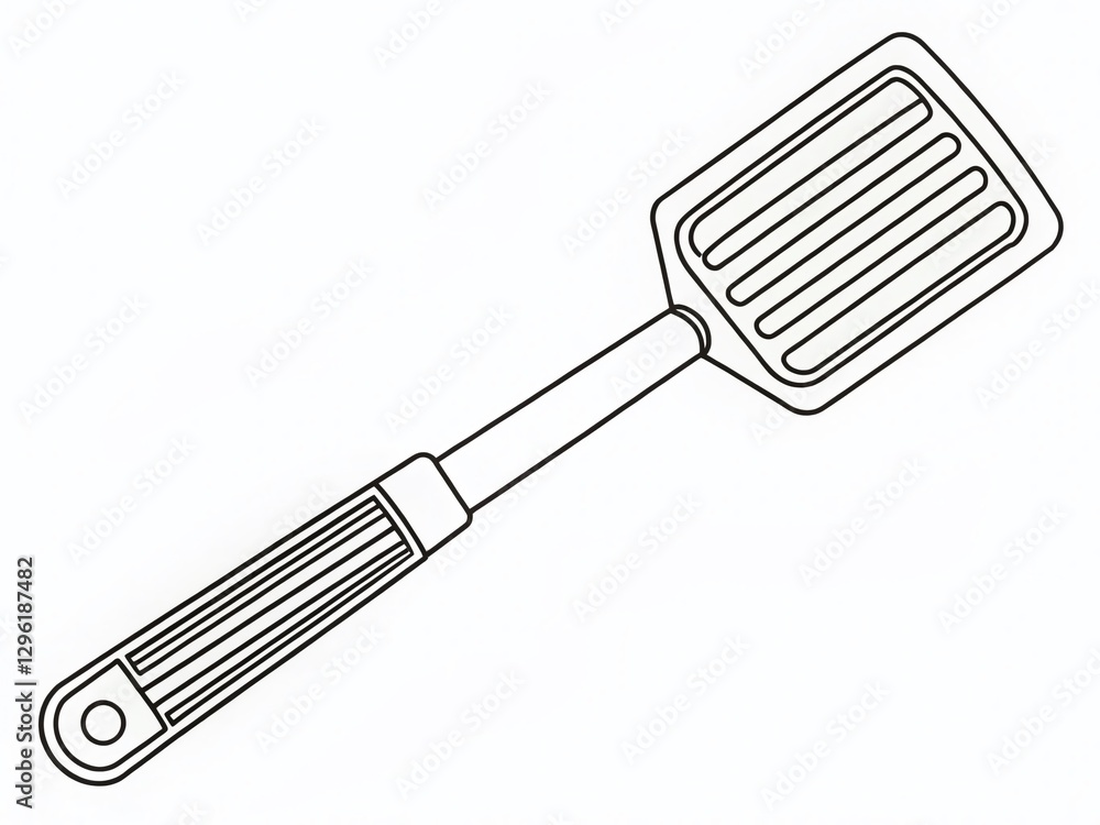 Coloring Page: Spatula Line Art Illustration - Kids Activity Sheet ...