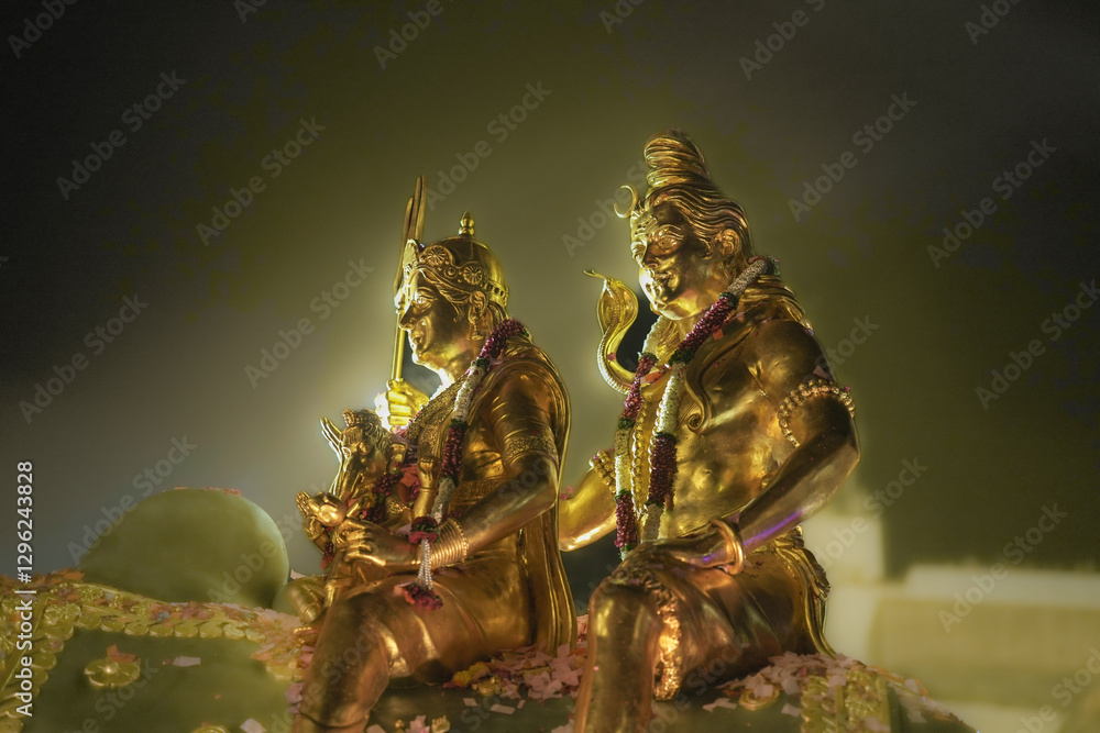 Gold Shiva Parvati Statue in Shivji ki Savari Vadodara, Gujarat, India ...