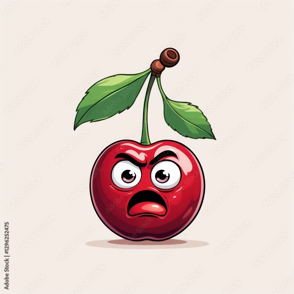 Ilustración de Stock Cartoon illustration of angry red cherry with ...