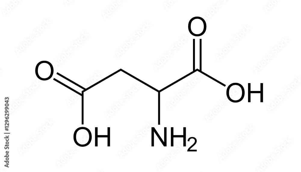 Aspartic acid molecular structure diagram, chemical formula ...