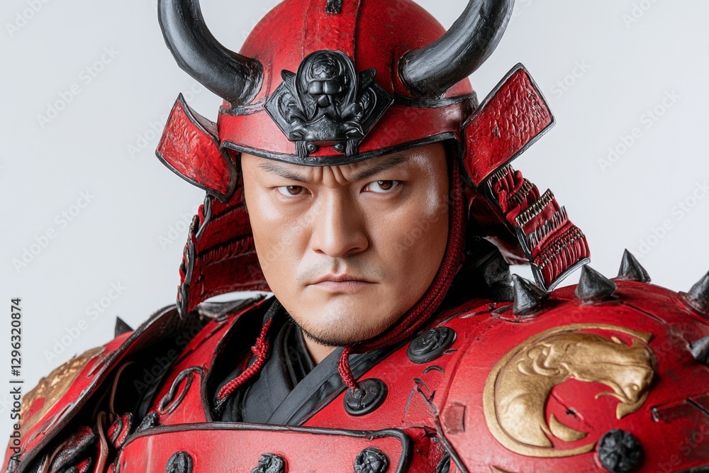 Three-quarter view, half-body portrait of a red dragonborn warrior in a ...