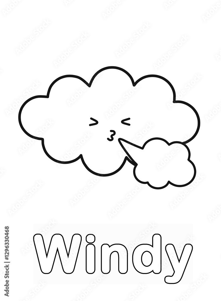 Weather Words Coloring Page for Kids. Children's Coloring Activity ...