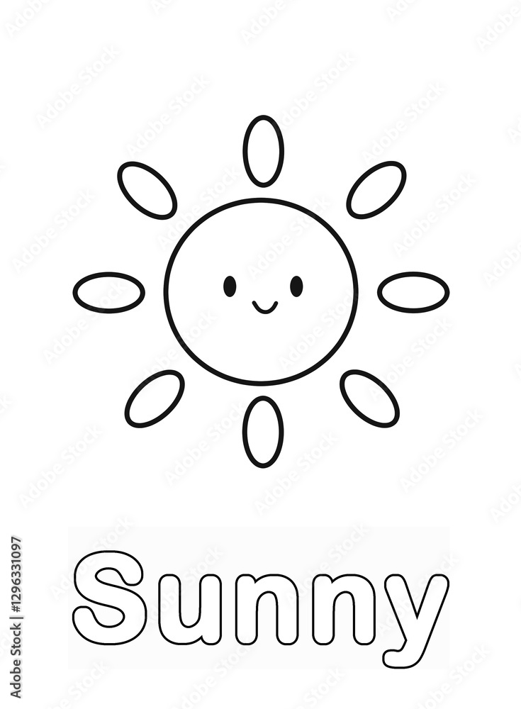 Weather Words Coloring Page for Kids. Children's Coloring Activity ...