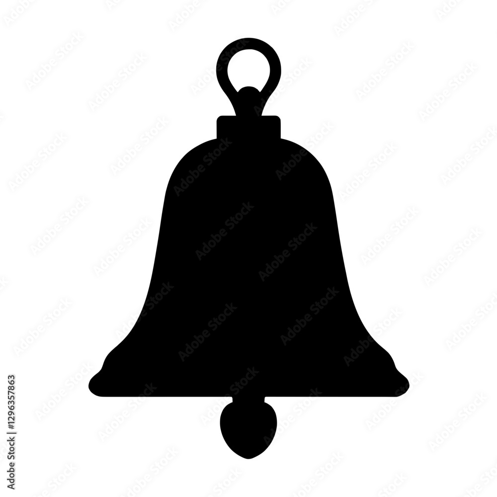 An illustration featuring a black bell silhouette set against a clean ...