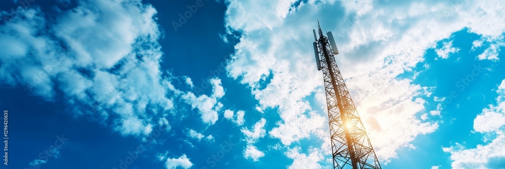 Tall Antenna Tower Reaching for the Sky - A tall antenna tower against ...