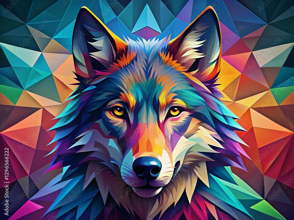 Low Poly Wolf Portrait: Printable Coloring Page Wall Art Stock ...