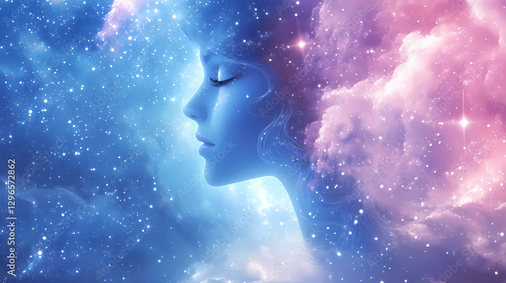 Ilustración de Stock Ethereal star goddess displaying constellations ...