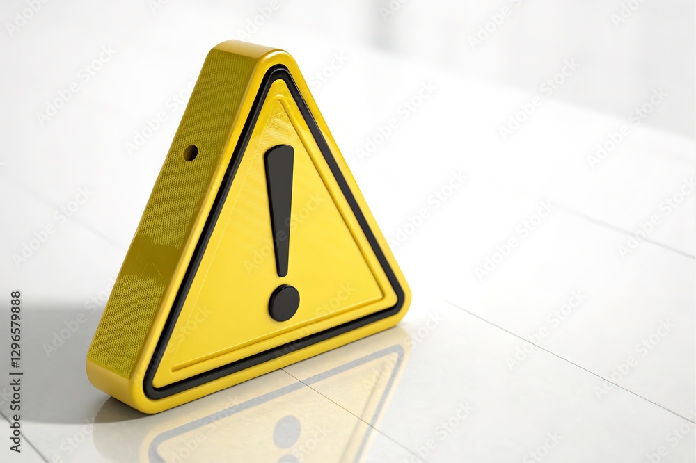 Yellow Triangle Warning Sign with Exclamation Mark on a White ...
