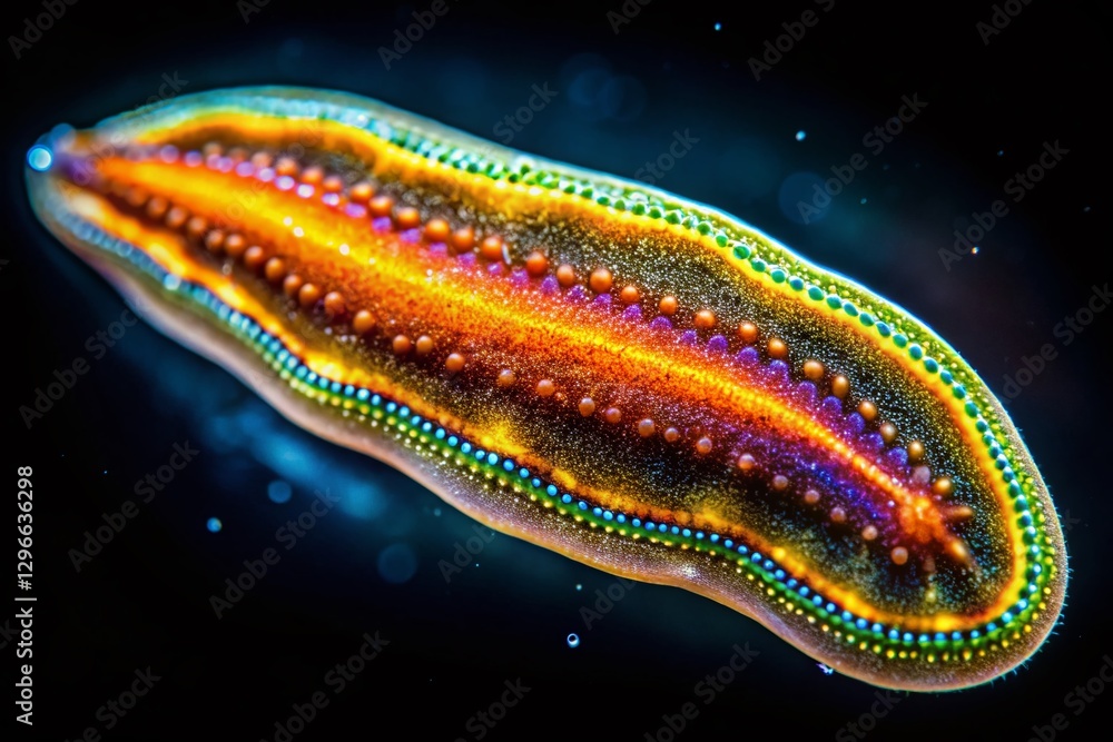 Microscopic Flatworm in Low Light, Detailed Platyhelminthes Anatomy ...