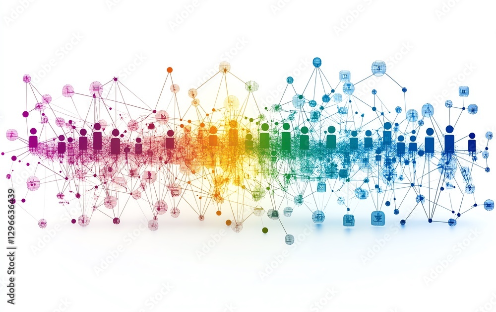 Organizational structure illustration with colorful figures ...