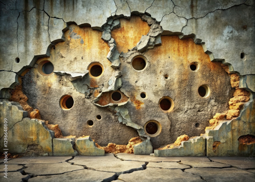 Cracked Wall, Ruined Building, Hole, Damaged Structure, Demolition ...