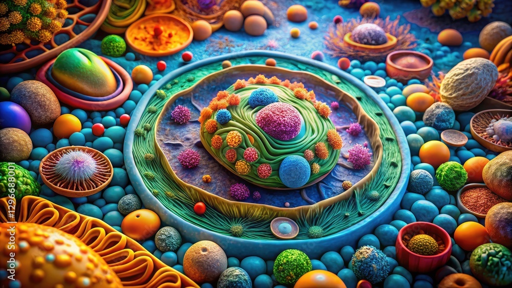 Macro Animal Cell Diagram: Microscopic Cellular Structure, Biology ...