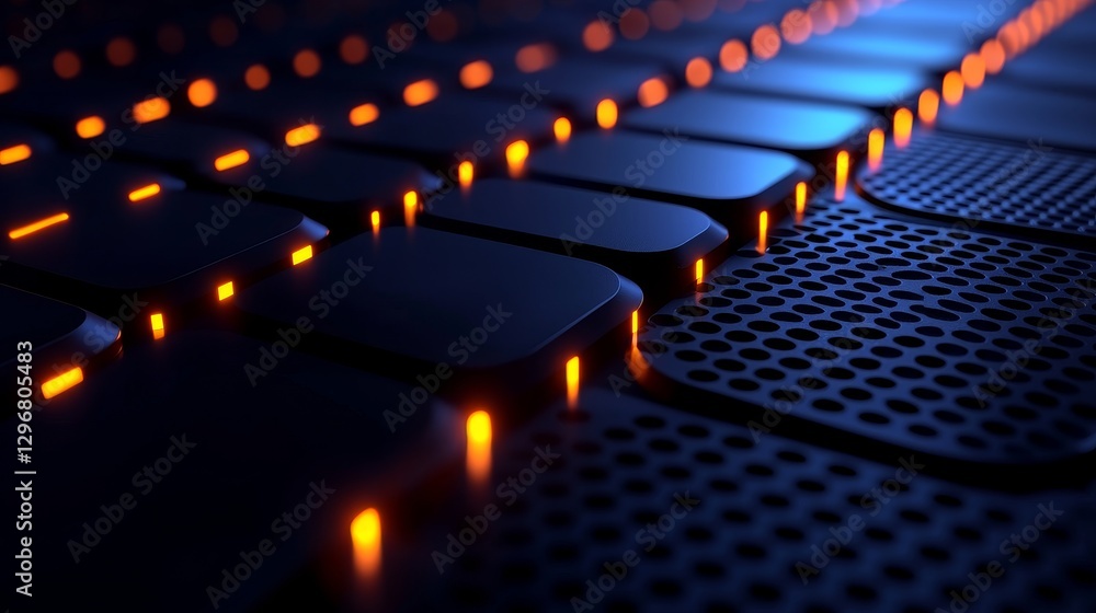 Illuminated Keyboard in a Matrix Style Dark Theme Aesthetic Computer ...