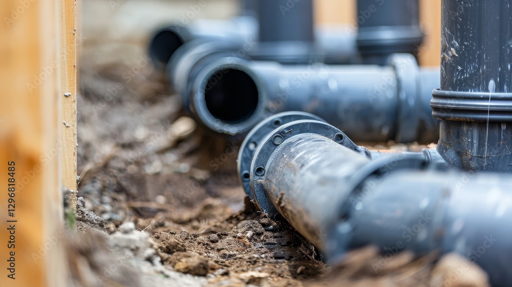 Installation of underground plumbing pipes in a house highlighting key ...