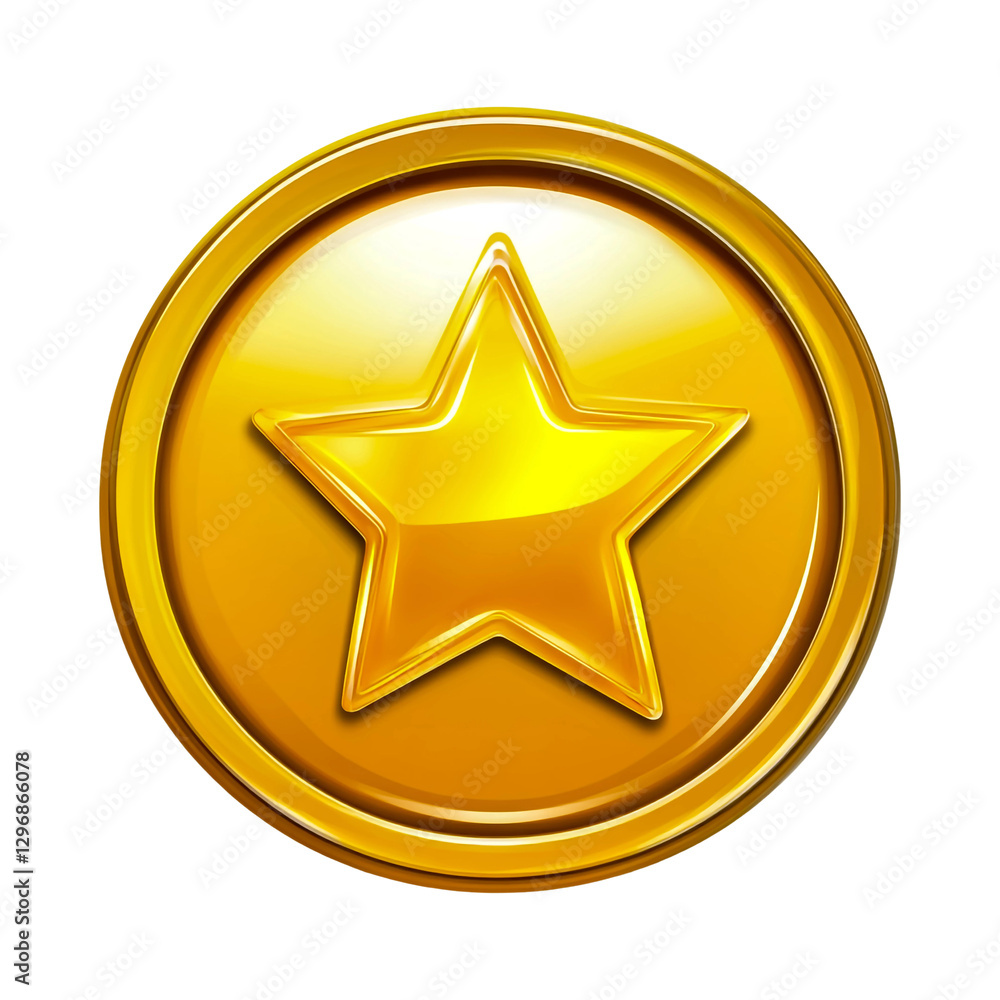 Gold star icon, PNG transparent background Stock Illustration | Adobe Stock