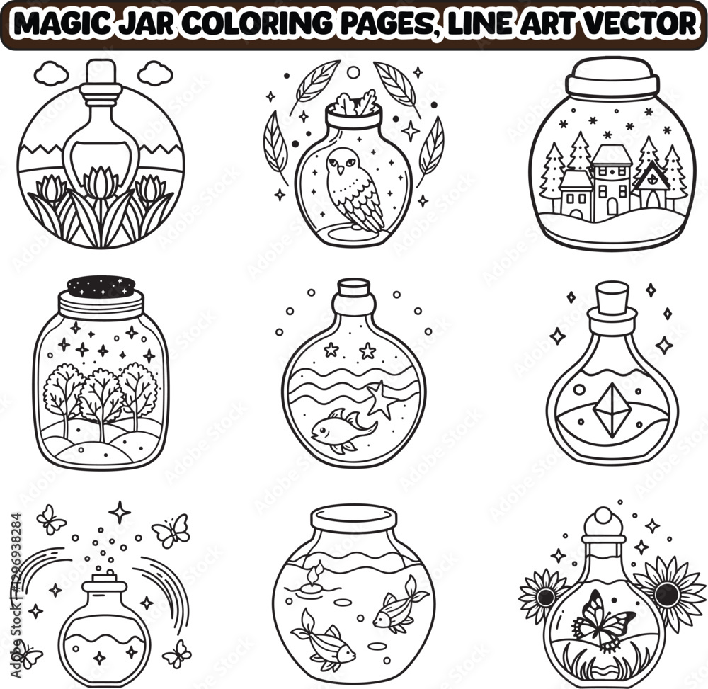 Magic Jar coloring pages, Simple, Easy, and Large Print Designs for ...