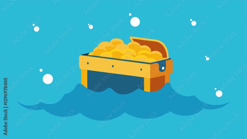 Sinking Treasure Chest A treasure chest filled with gold coins that is ...