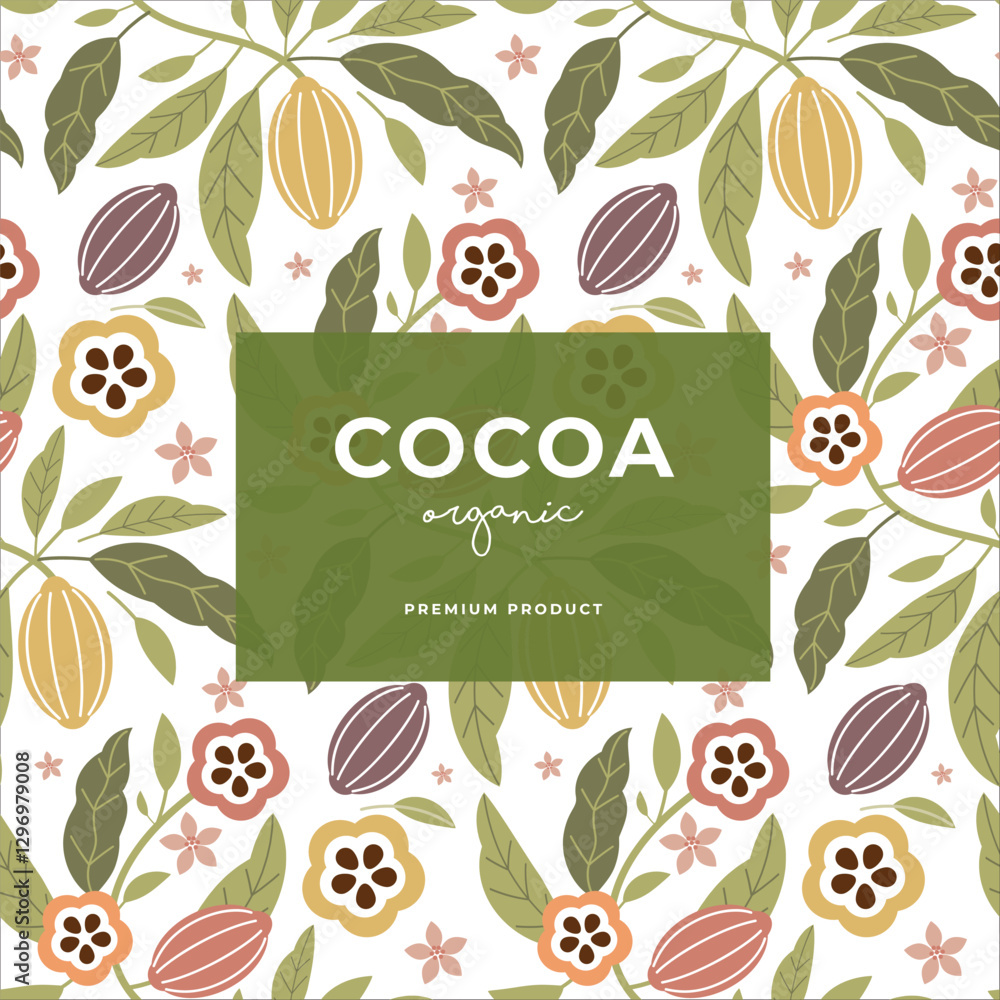 Cocoa bean illustration. Vintage style design template. chocolate cocoa ...