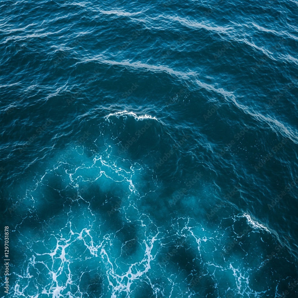 Ocean wave texture with deep blue ripples and foamy highlights Stock ...