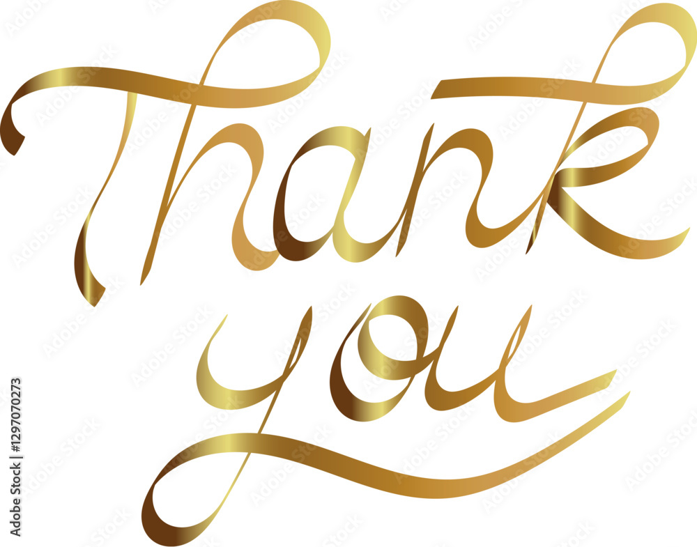 Thank you, gold gradient handwritten signature on transparent ...