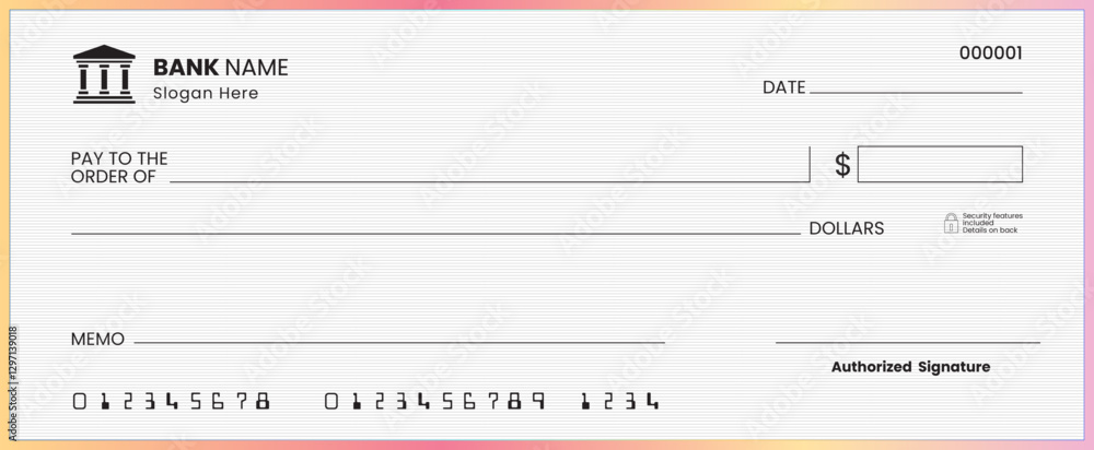 Blank Check Template – Editable Bank Cheque Vector Design Stock Vector ...