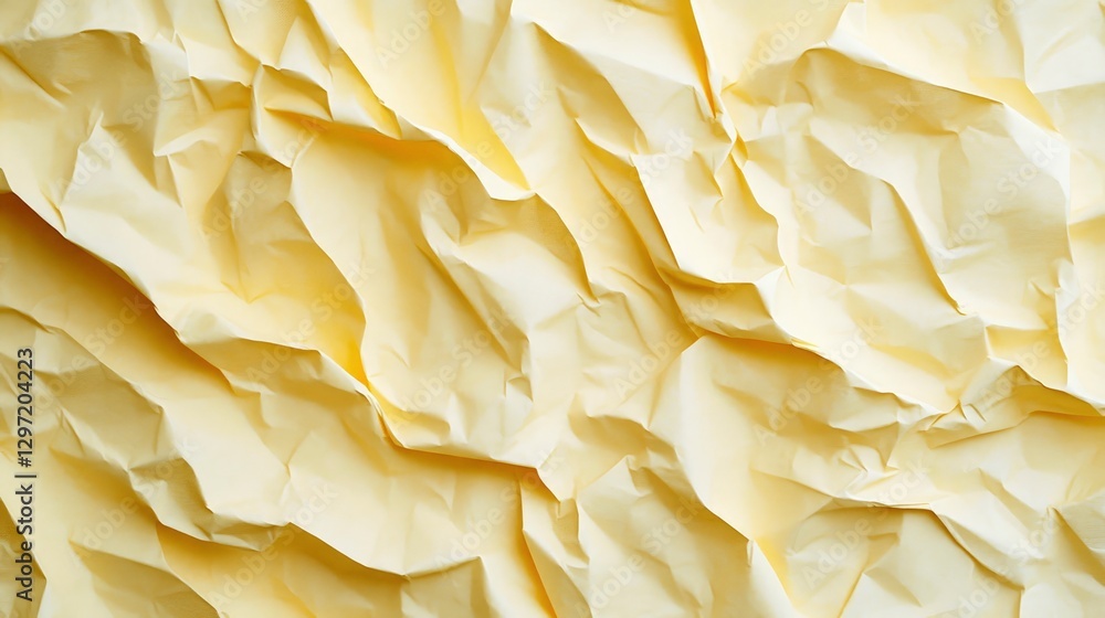 Yellow crumpled textured cardstock paper background with folds Stock ...