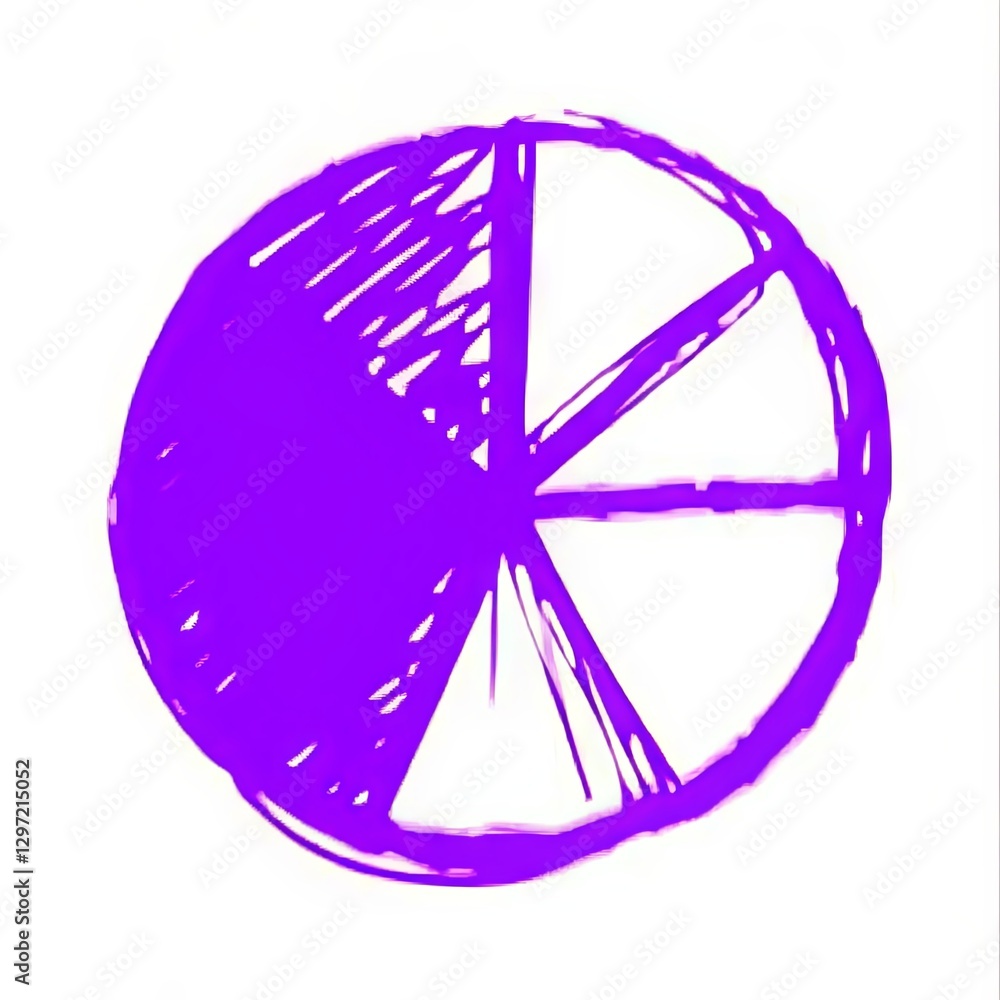 Colorful pie chart icon doodle hand-drawn by kids for fun learning and ...