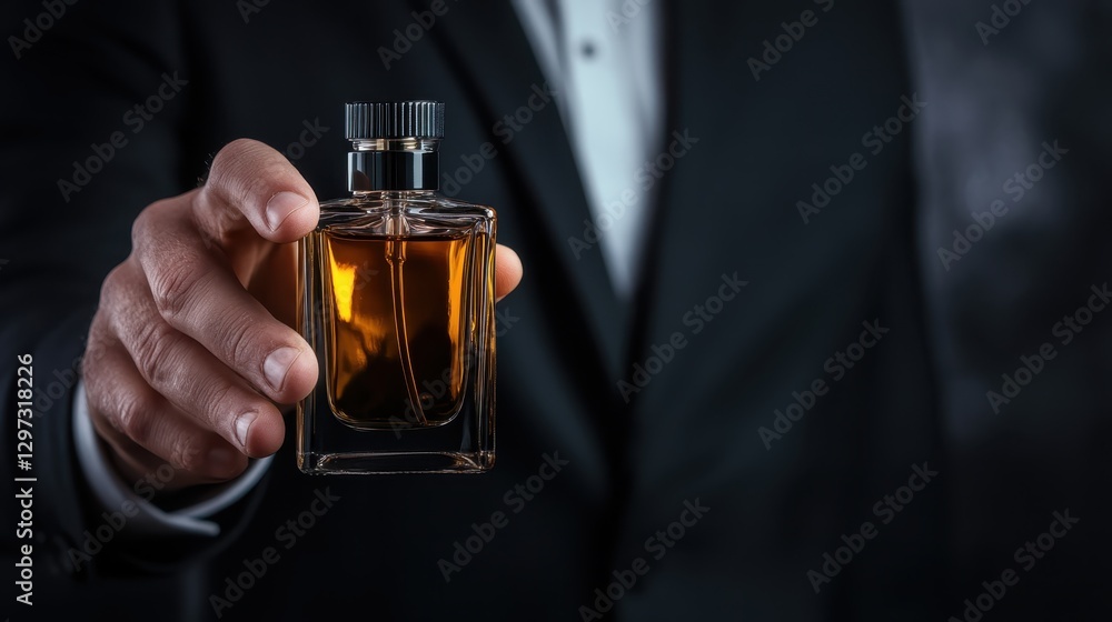 A sophisticated man dressed in formal attire presents an elegant ...