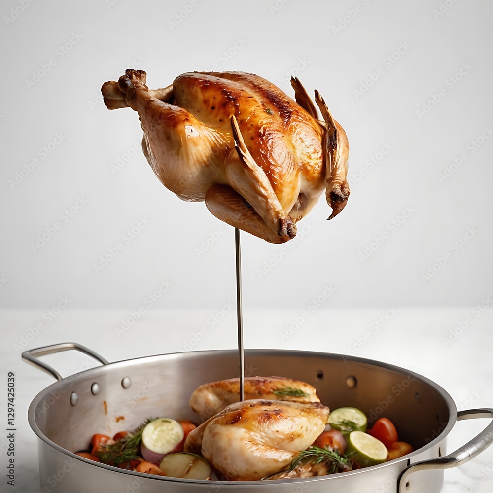 Roasted chicken,professional image showcasing a single roasted chicken ...