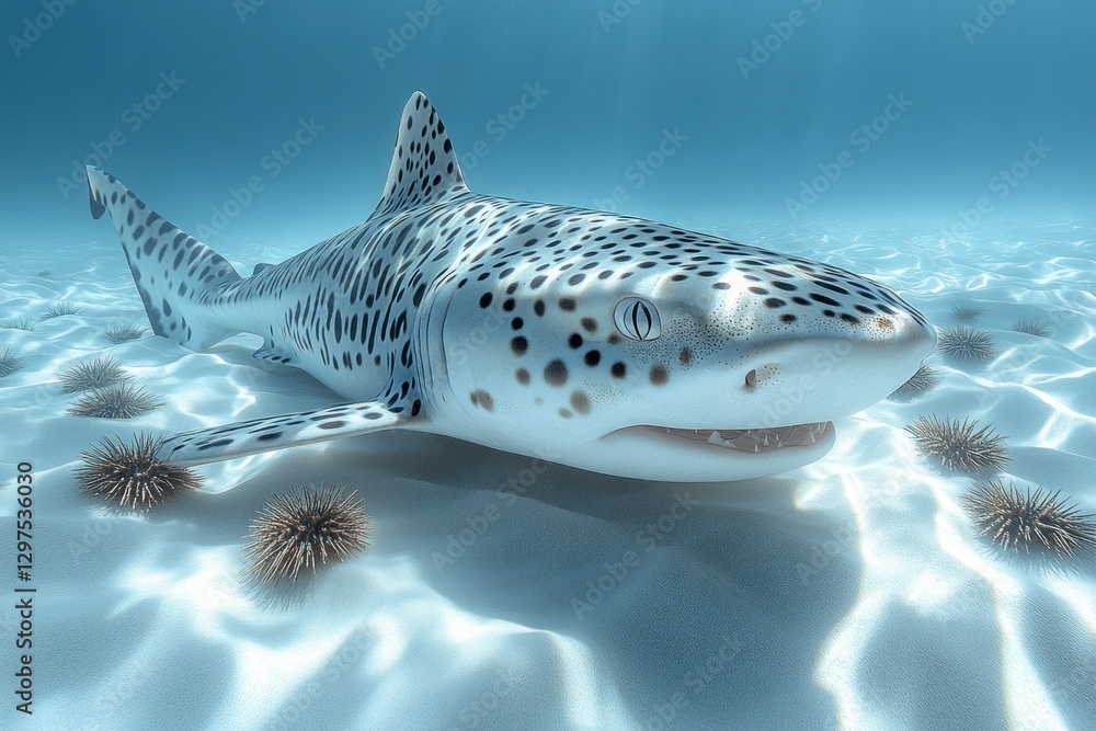 Leopard Shark Underwater Scene Resting on Sandy Sea Floor in Andaman ...