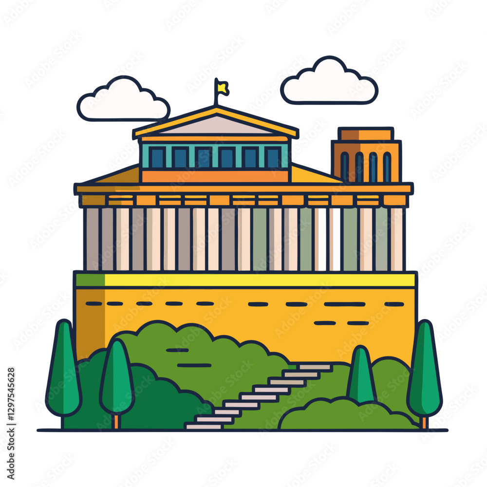 Ancient Greek Temple Vector Illustration, A vector illustration of an ...