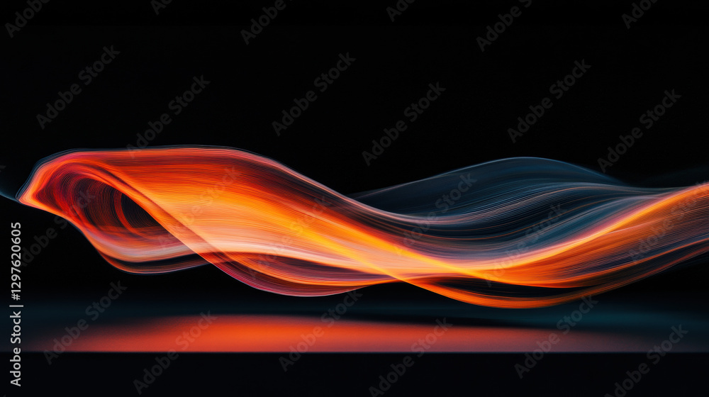 Dark background, flowing light in the shape of an S-shaped curve from ...